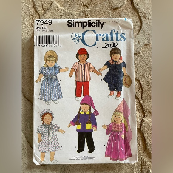 Toys | Vintage Simplicity Sewing Pattern 7949 18 Doll Clothes Outfit 26 ...